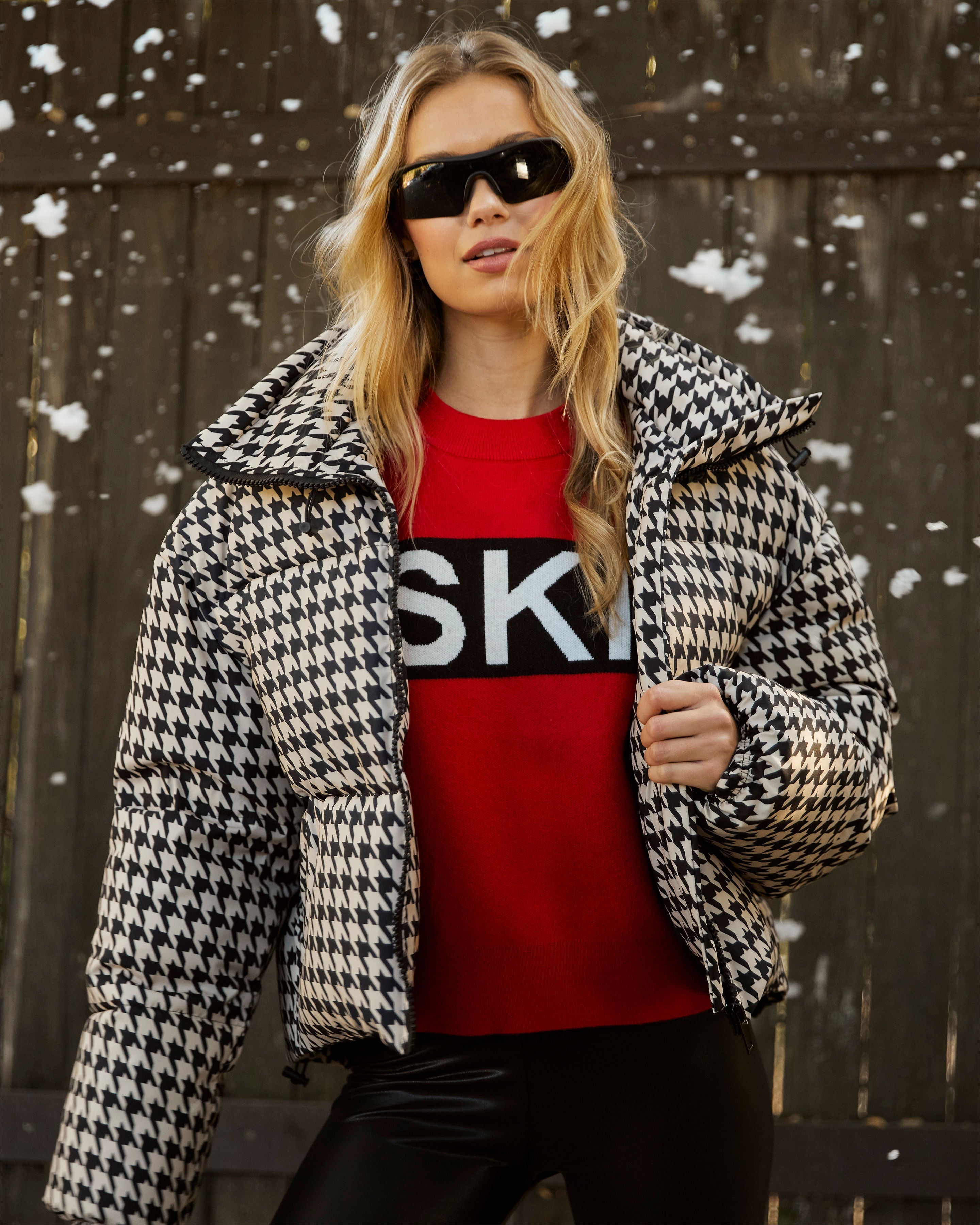 Donner Houndstooth Puffer Jacket – Bellviera